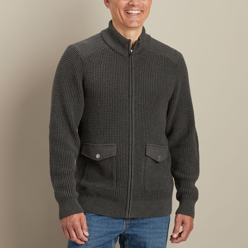 Men's Burly Retirement Waffle Stitch Sweater Jacket | Duluth Trading ...