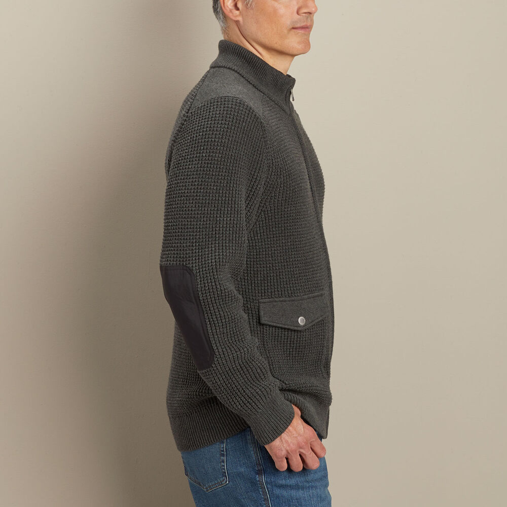 Men's Burly Retirement Waffle Stitch Sweater Jacket | Duluth Trading ...