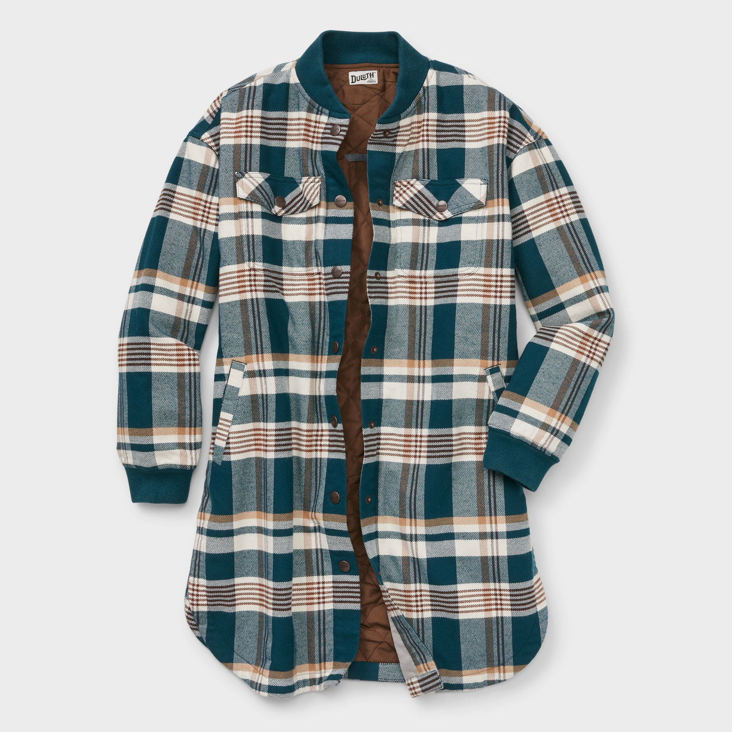 Women's Plus Folklore Flannel Insulated Duster | Duluth Trading Company