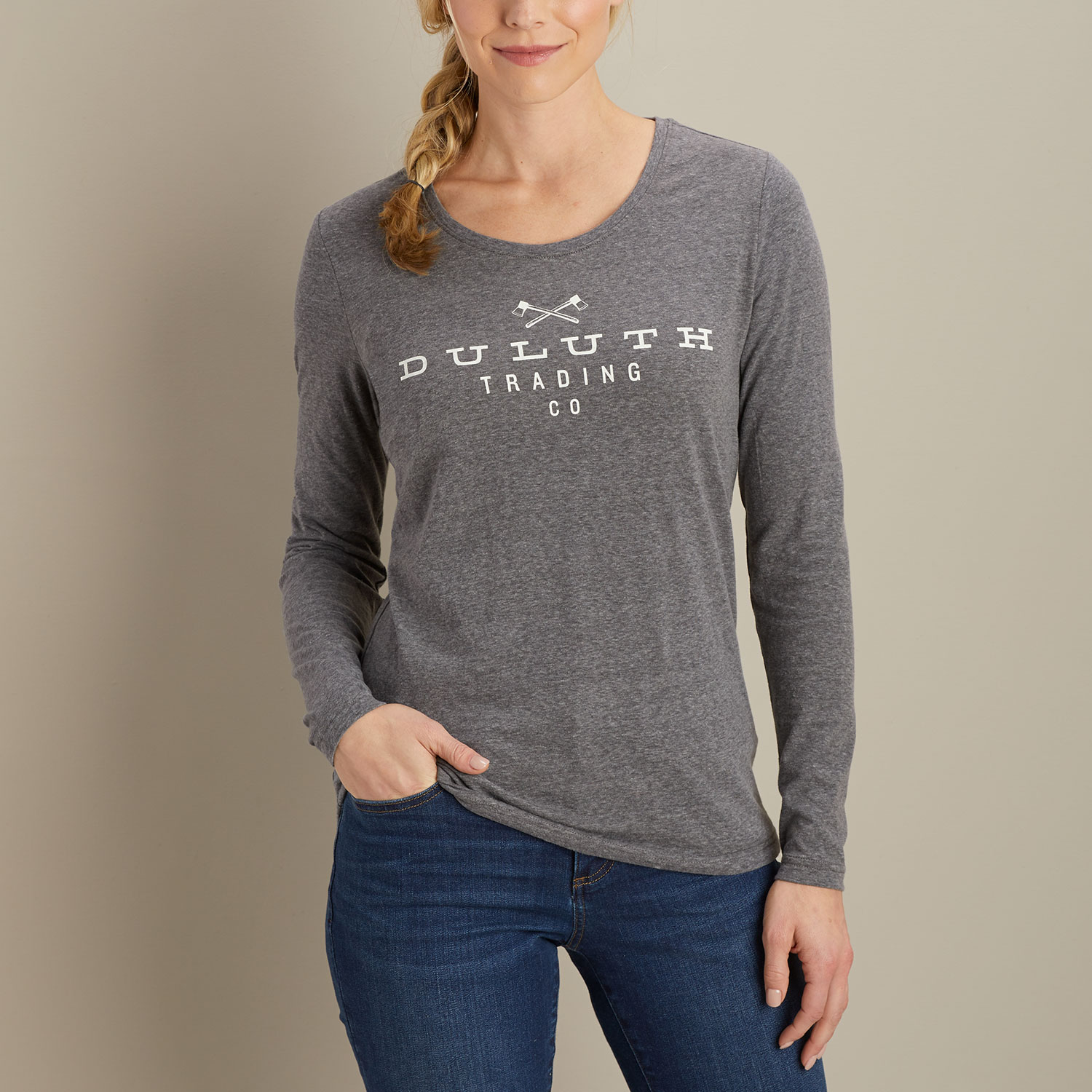 Women's Longtail T Slub Logo Long Sleeve T-Shirt | Duluth Trading Company